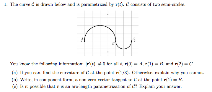 1. The curve C is drawn below and is parametrized by | Chegg.com