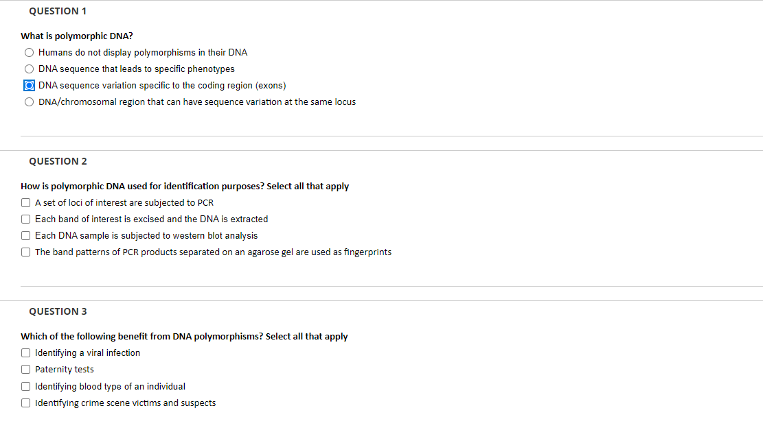 Solved What Is Polymorphic Dna Humans Do Not Display 