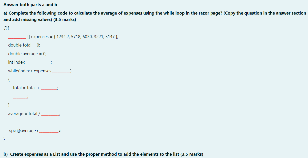 Solved Answer both parts a and b a) Complete the following | Chegg.com