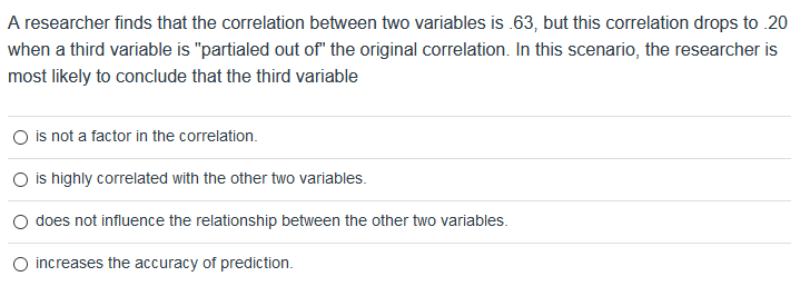 Solved A researcher finds that the correlation between two | Chegg.com