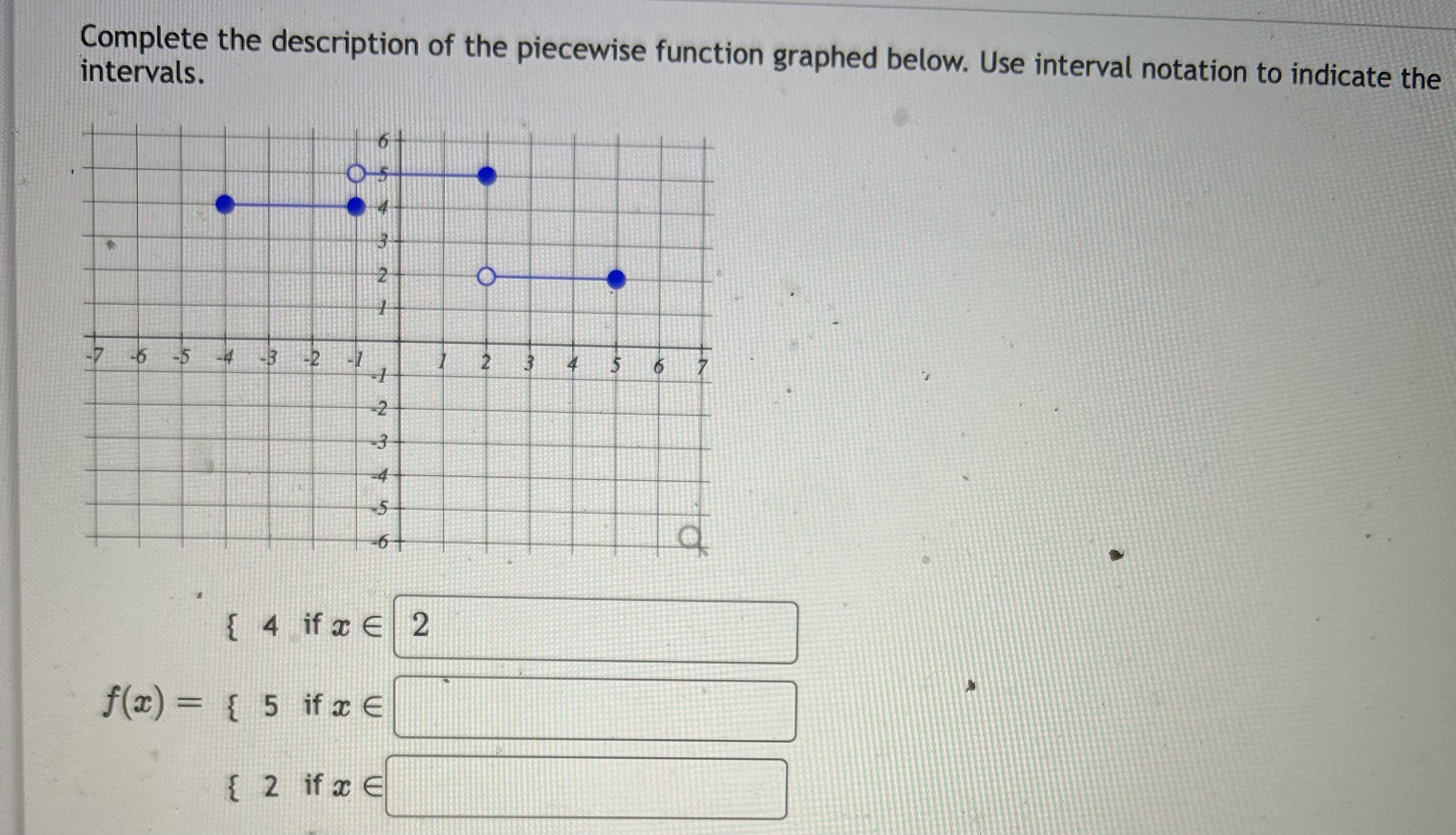 Solved Complete the description of the piecewise function | Chegg.com