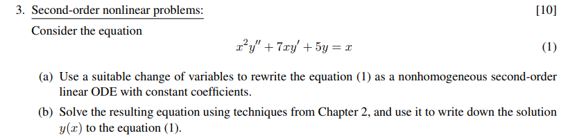 Solved 3 Second Order Nonlinear Problems Consider The