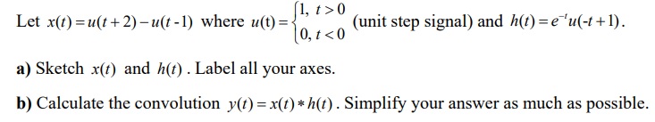 Solved Let x(t)=u(t+2)−u(t−1) where u(t)={1,t>00,t