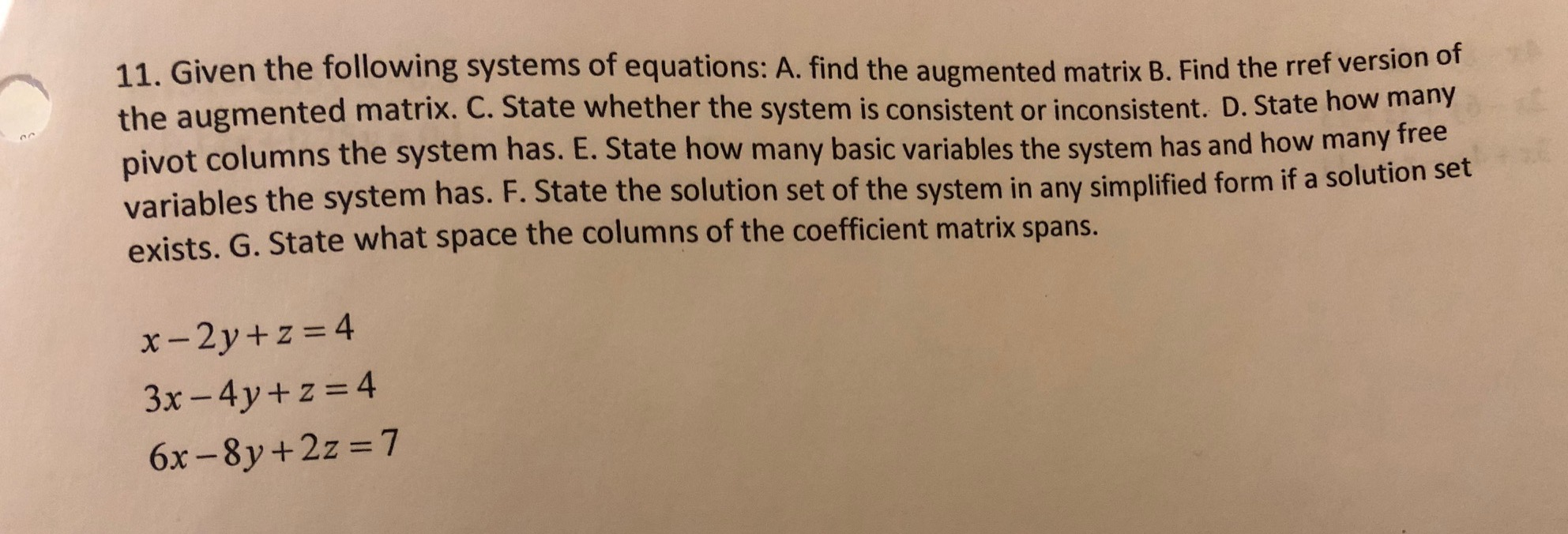 Solved Find Augmented Matrix, rref version of augmented | Chegg.com