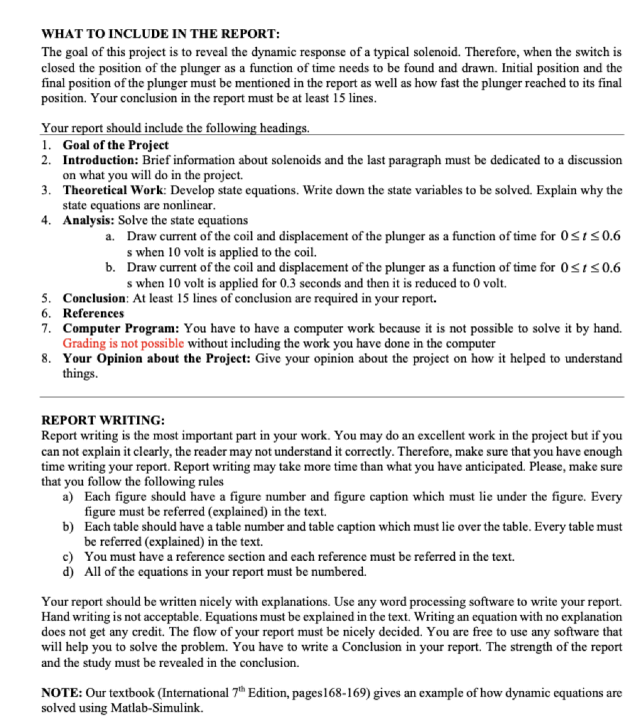 Solved Project 2: Investigation of the Transient Response of | Chegg.com