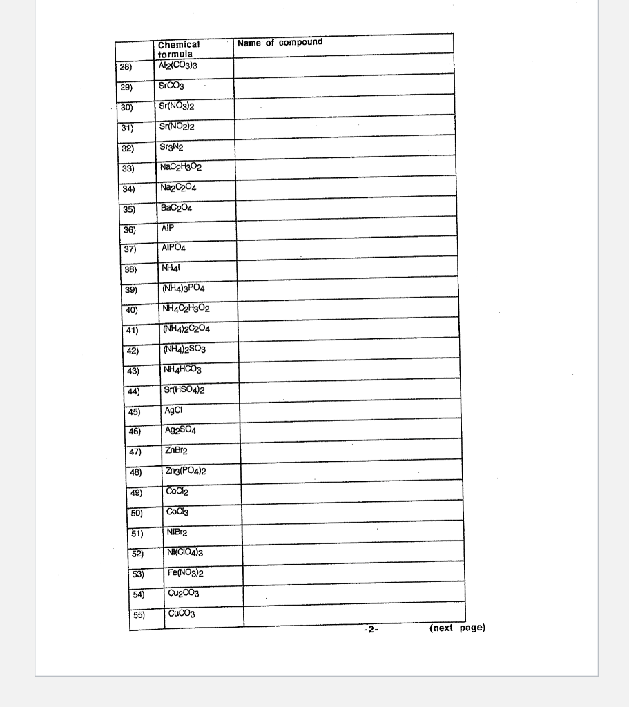 Solved Chemical formula 28) Al2(CO3)3 29) SrCO3 30) Sr(NO3)2 | Chegg.com