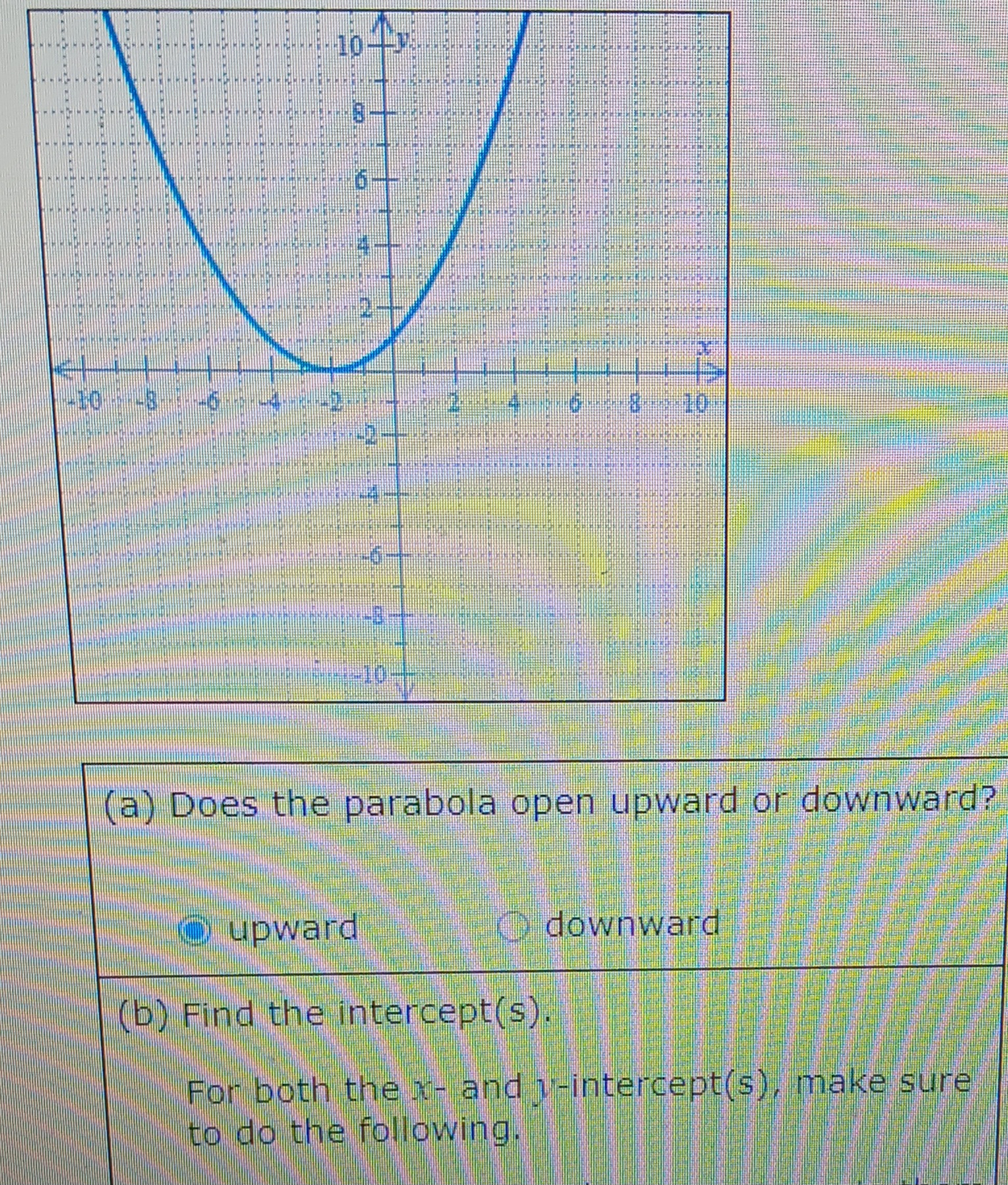 Solved (a) ﻿Does the parabola open upward or | Chegg.com