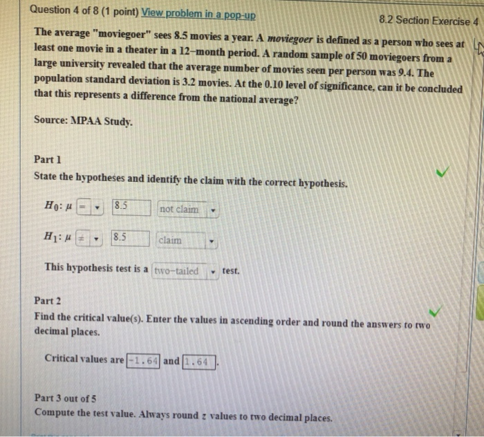 Solved Question 4 of 8 (1 point) View.problem in a pop-up | Chegg.com