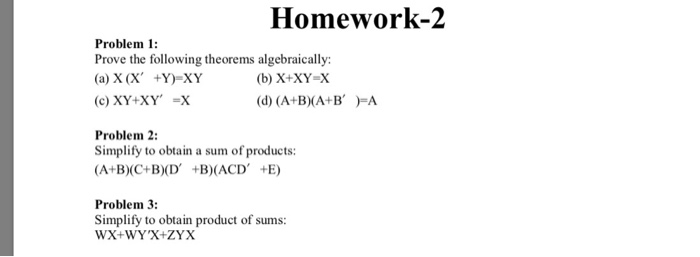 Solved Homework-2 Problem 1: Prove the following theorems | Chegg.com