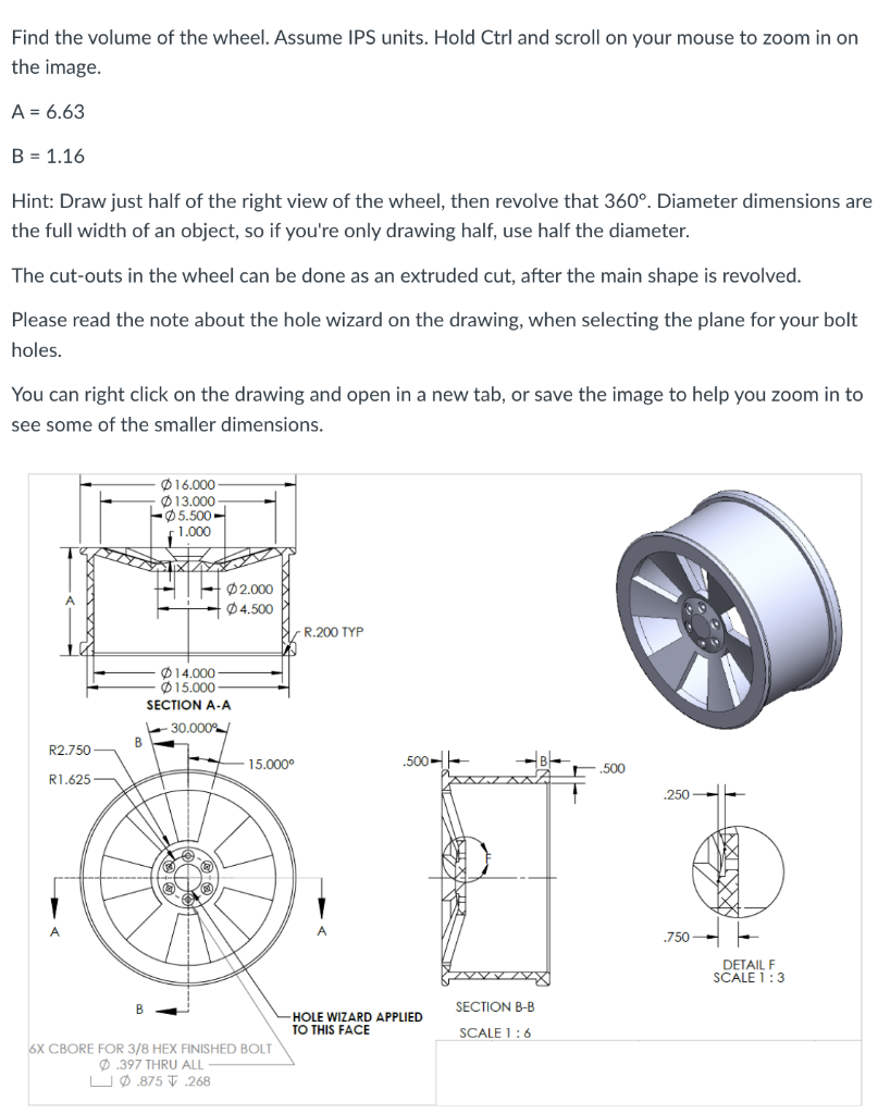Solved Find the volume of the wheel. Assume IPS units. Hold | Chegg.com