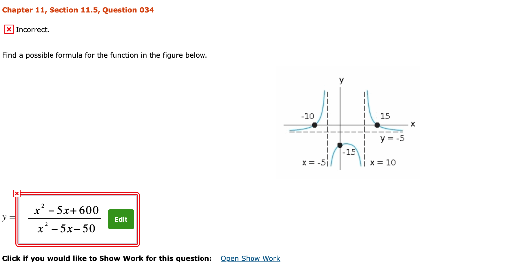 Solved Chapter 11, Section 11.5, Question 034 Incorrect. | Chegg.com
