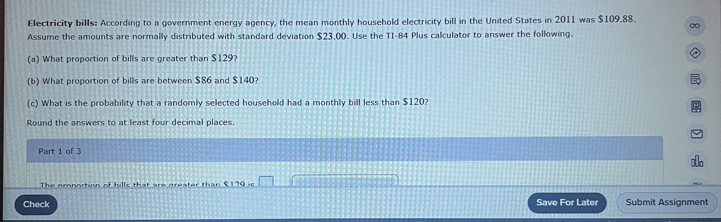 Solved Electricity bills: According to a government energy | Chegg.com
