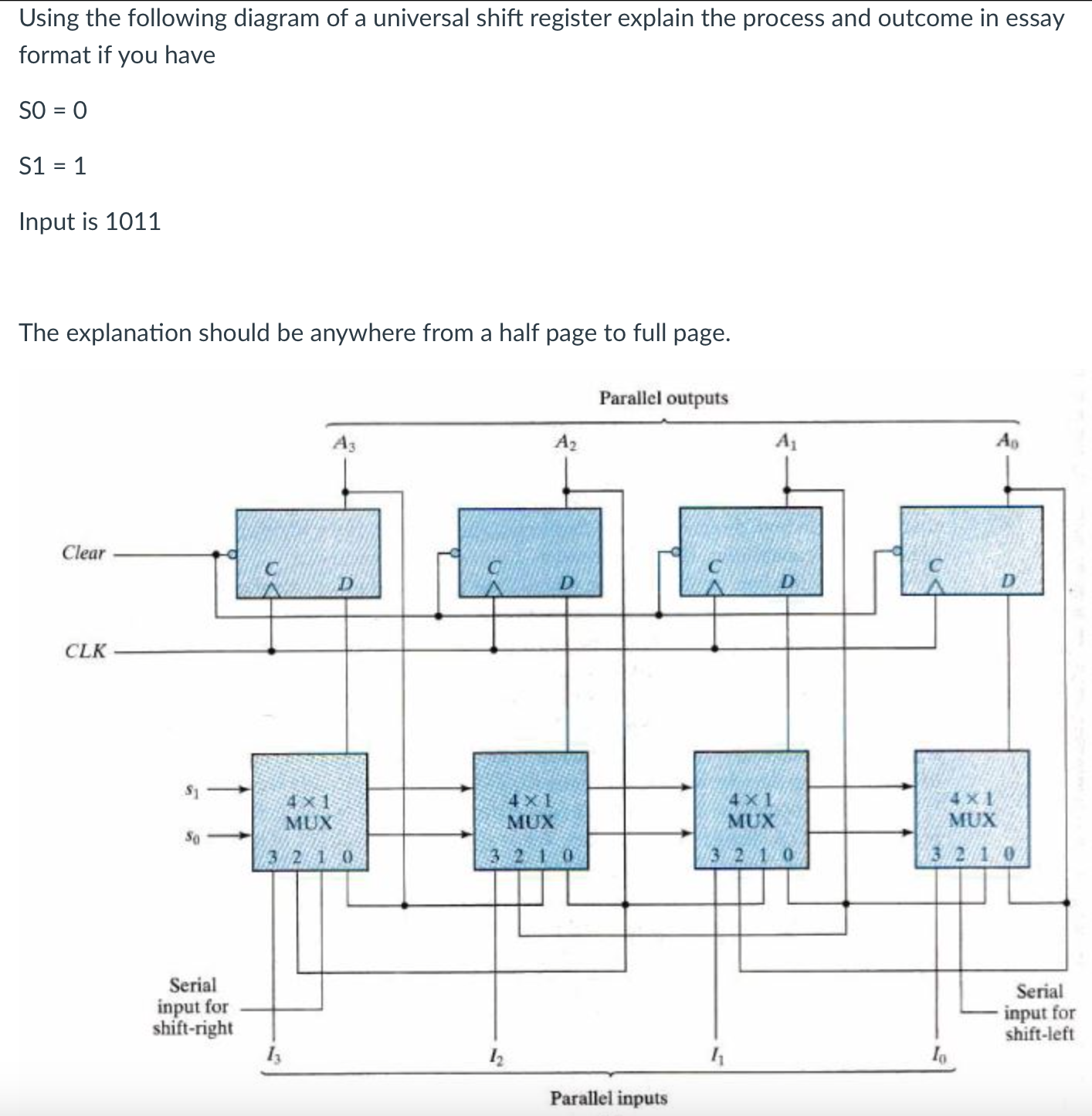 Solved Using the following diagram of a universal shift | Chegg.com