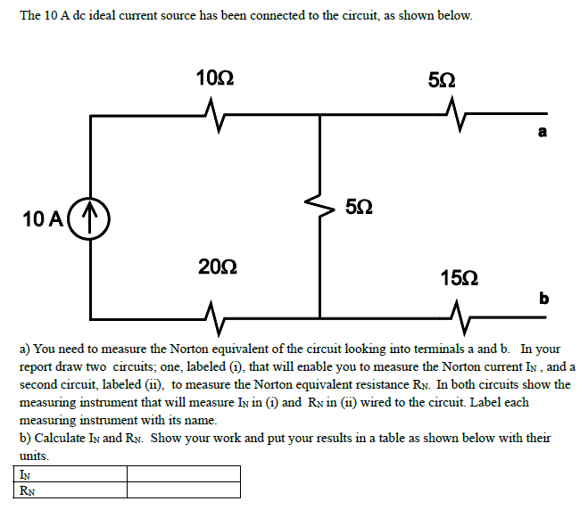 Solved The 10 A dc ideal current source has been connected | Chegg.com