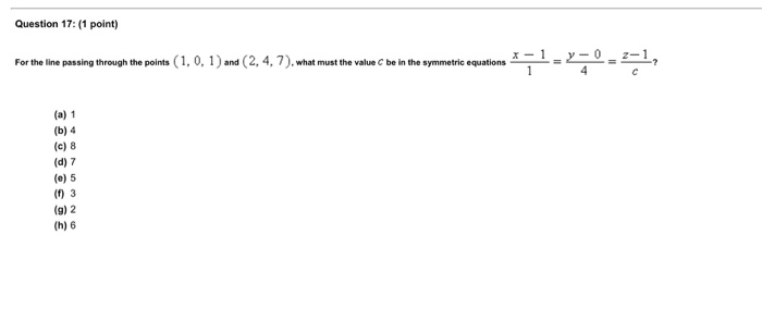 Solved Question 15: (1 point) Find direction numbers,a,b, | Chegg.com