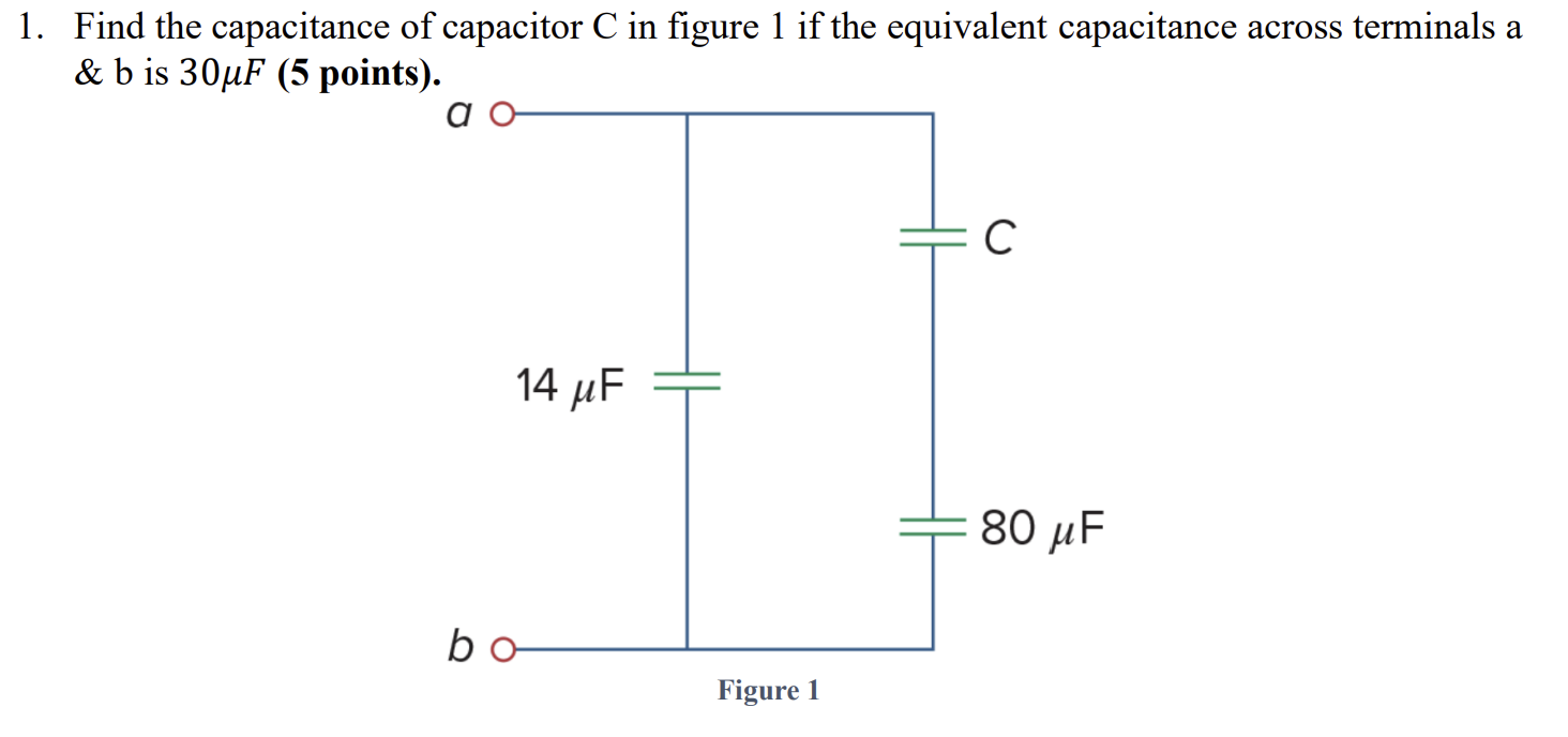 Solved 1. Find the capacitance of capacitor C in figure 1 if | Chegg.com