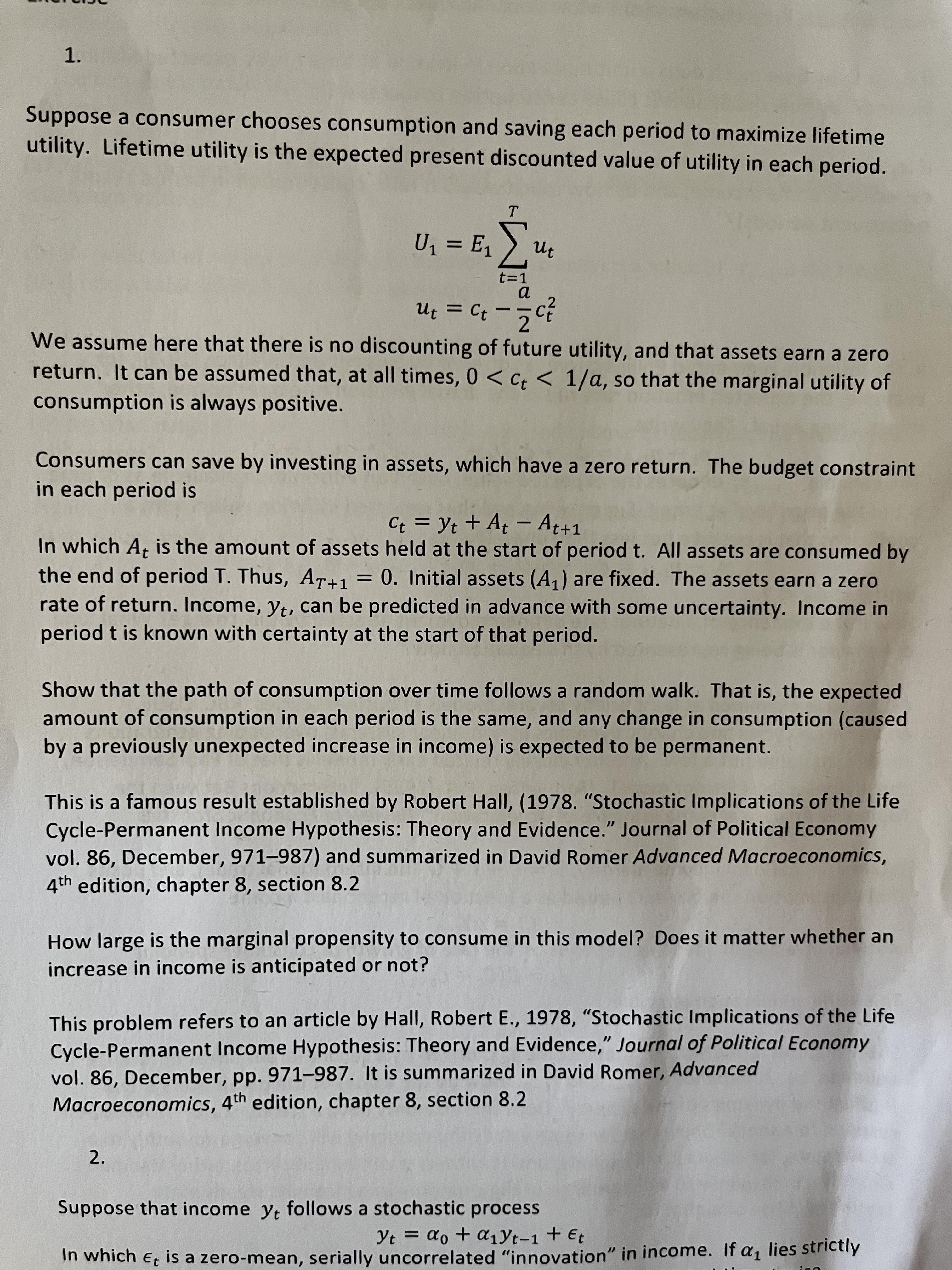 Suppose a consumer chooses consumption and saving | Chegg.com