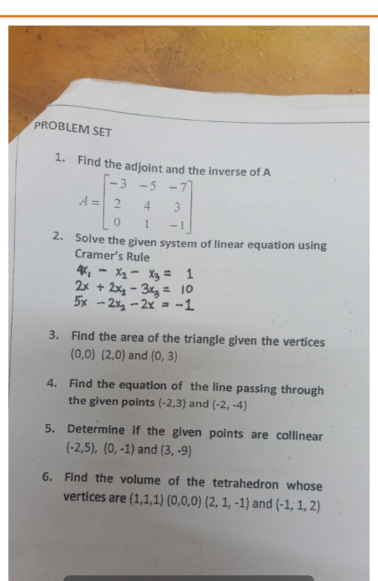 Solved PROBLEM SET Find the adjoint and the inverse of A 1-3 | Chegg.com