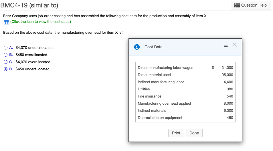 Solved BMC4-19 (similar to) Question Help Bear Company uses | Chegg.com