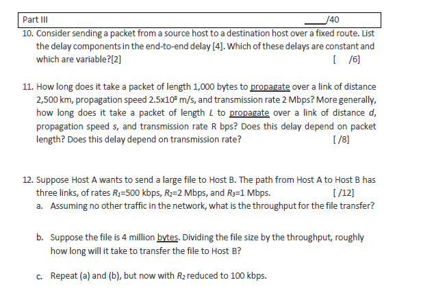 Solved 240 Part III 10. Consider sending a packet from a | Chegg.com