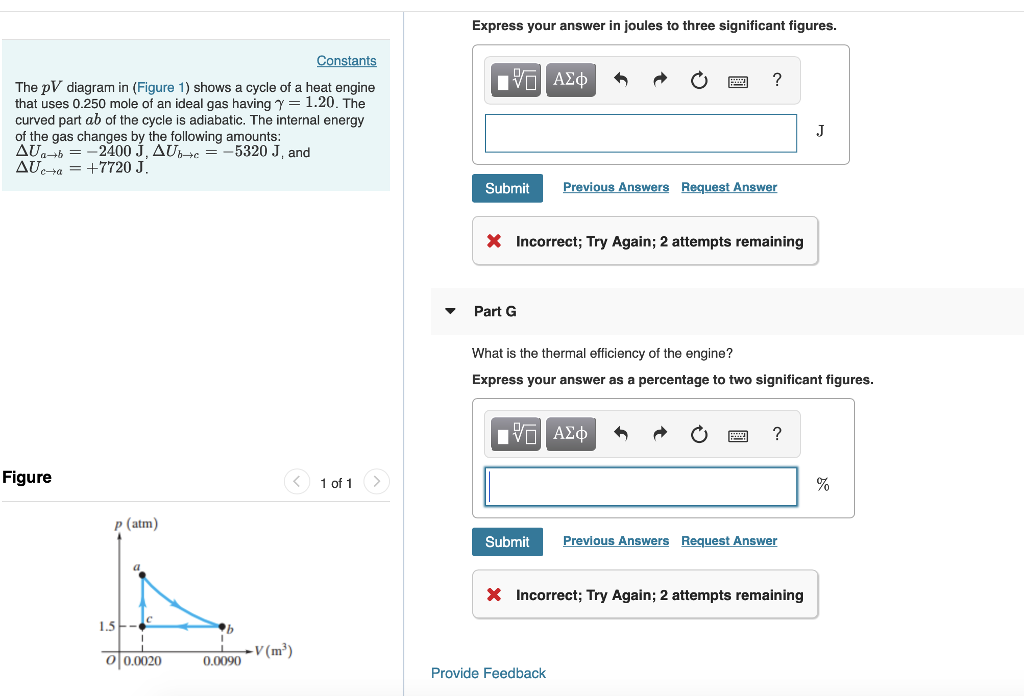 Solved The Pv Diagram In Figure 1 Shows A Cycle Of A Heat