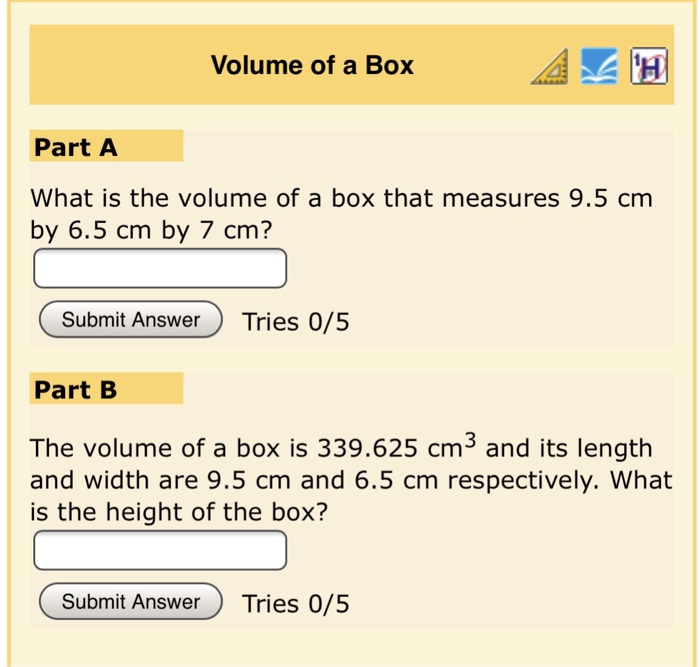 Solved Volume of a Box Part A What is the volume of a box | Chegg.com