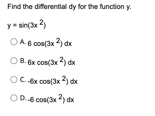 Solved Find the differential dy for the function y. y = | Chegg.com