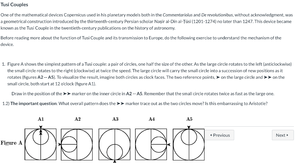 Solved Tusi Couples One of the mathematical devices | Chegg.com