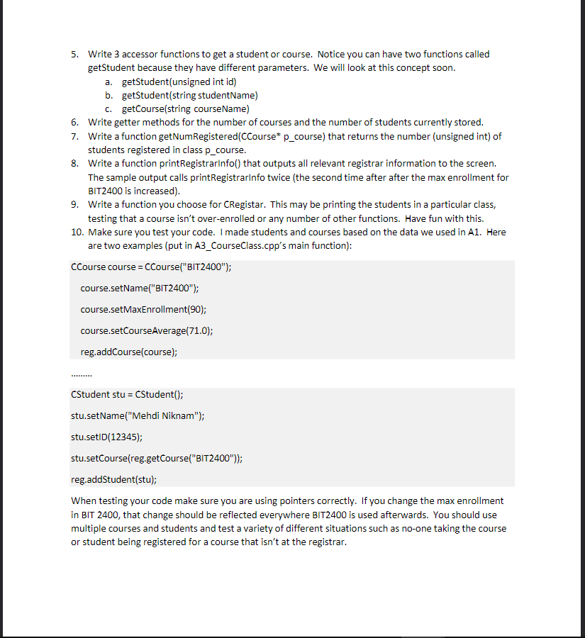 Solved Assignment Deliverables - You will make a CCourse | Chegg.com