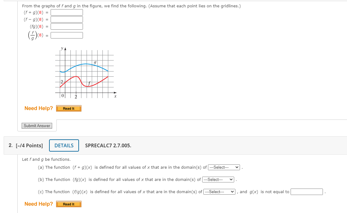 Solved From the graphs of f and g in the figure, we find the | Chegg.com