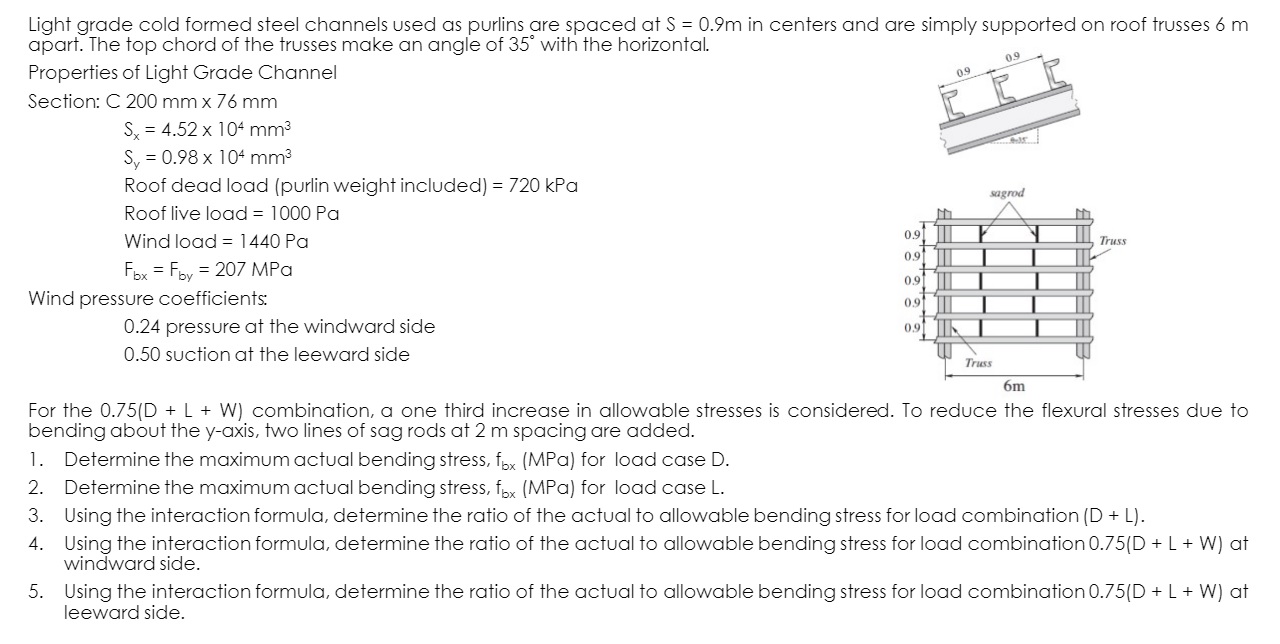 09 09 Light grade cold formed steel channels used as | Chegg.com