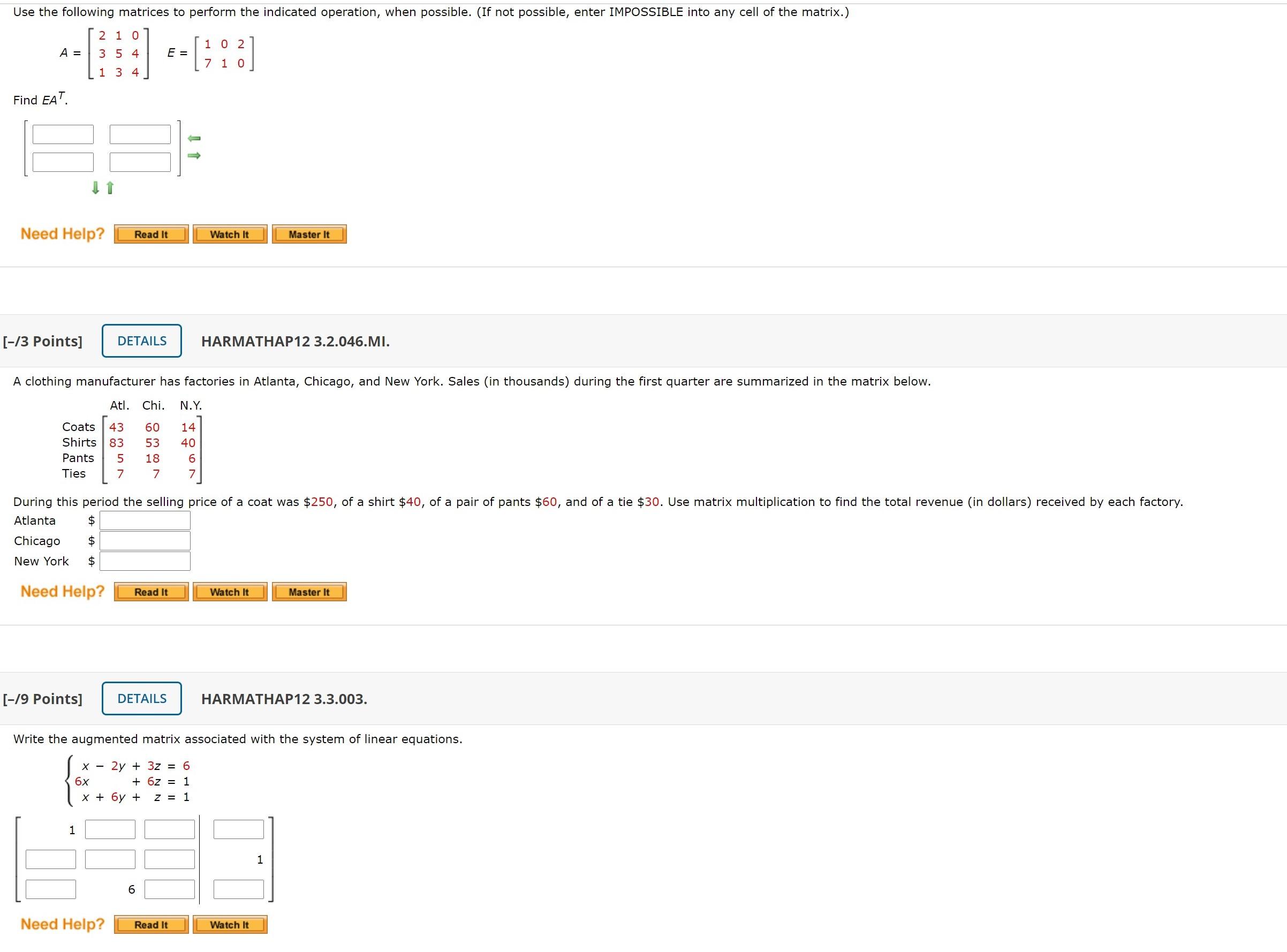 Solved Use the following matrices to perform the indicated | Chegg.com