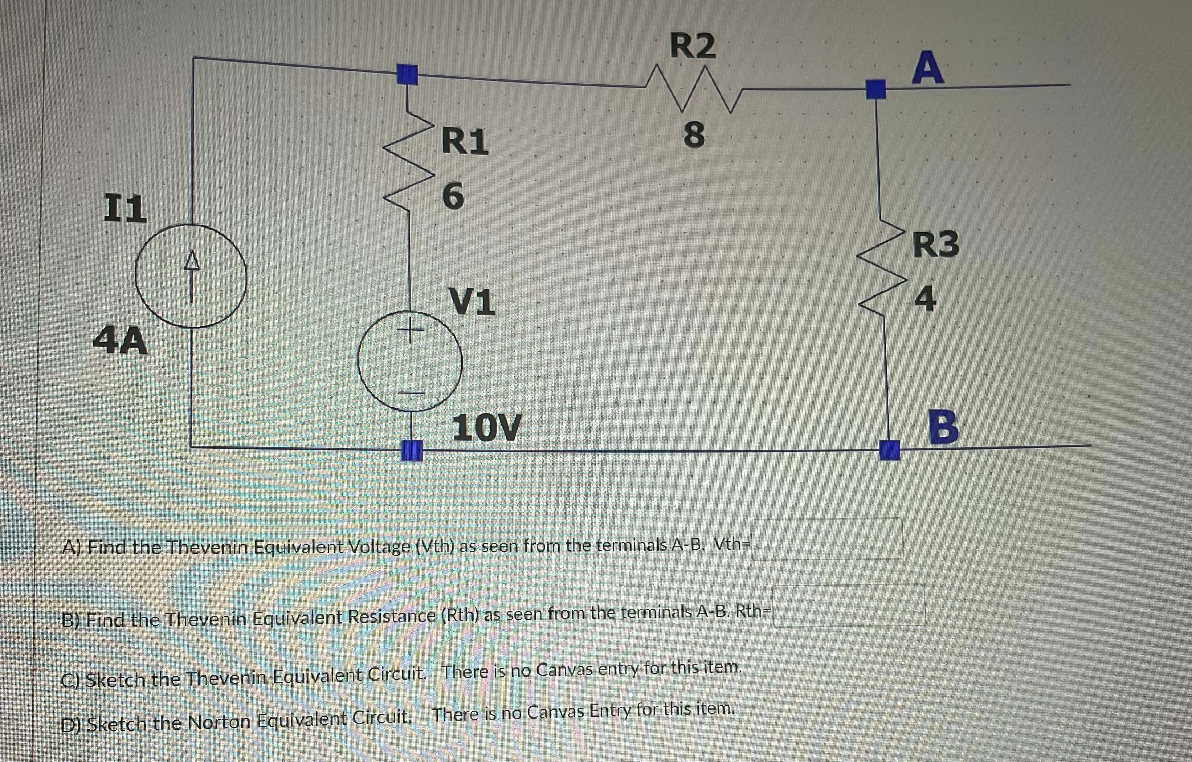 Solved A) Find the Thevenin Equivalent Voltage (Vth) as seen | Chegg.com