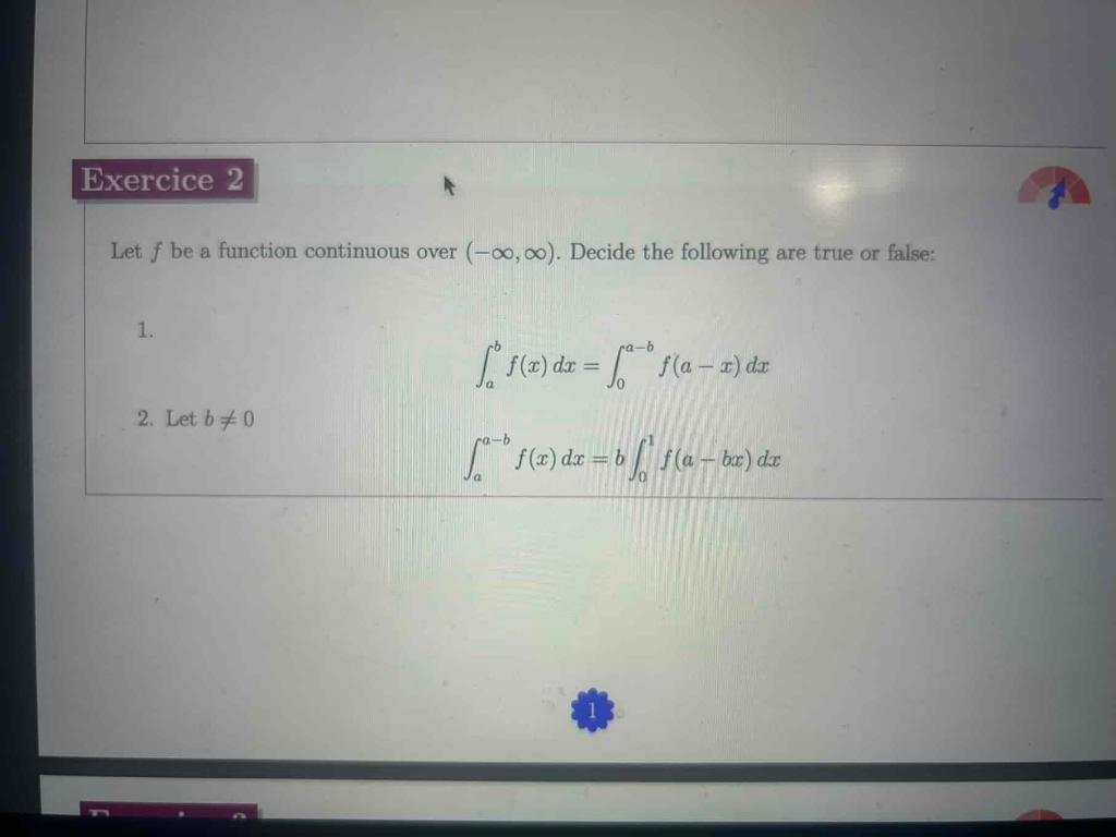 Solved Let f be a function continuous over (−∞,∞). Decide | Chegg.com
