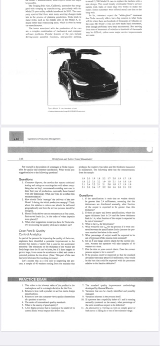 ANALYTICS EXERCISE QUALITY MANAGEMENT TESLA d Case | Chegg.com