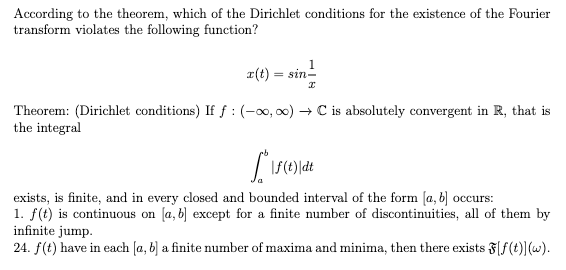 Solved According to the theorem, which of the Dirichlet | Chegg.com