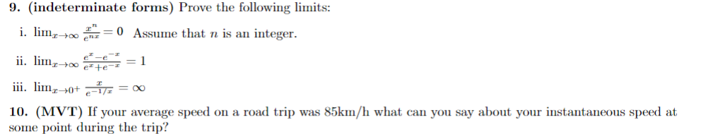 Solved 9. (indeterminate forms) Prove the following | Chegg.com