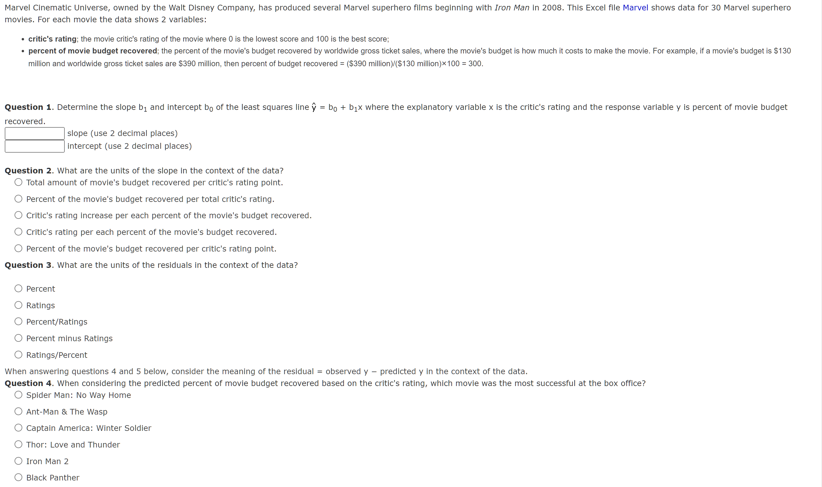 Solved movies. For each movie the data shows 2 variables: - | Chegg.com