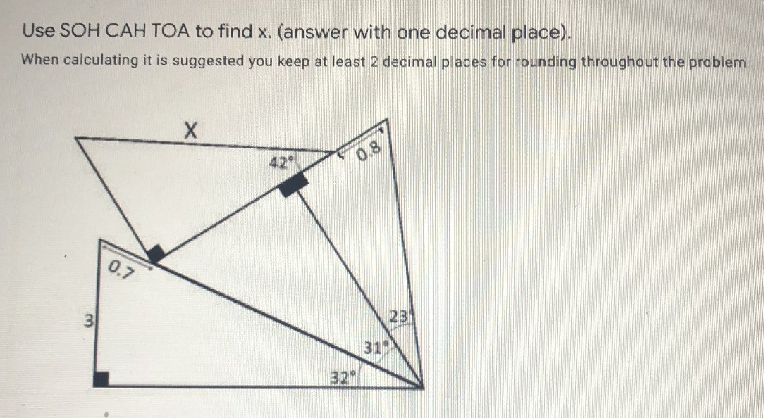 Solved Use SOH CAH TOA to find x. (answer with one decimal | Chegg.com
