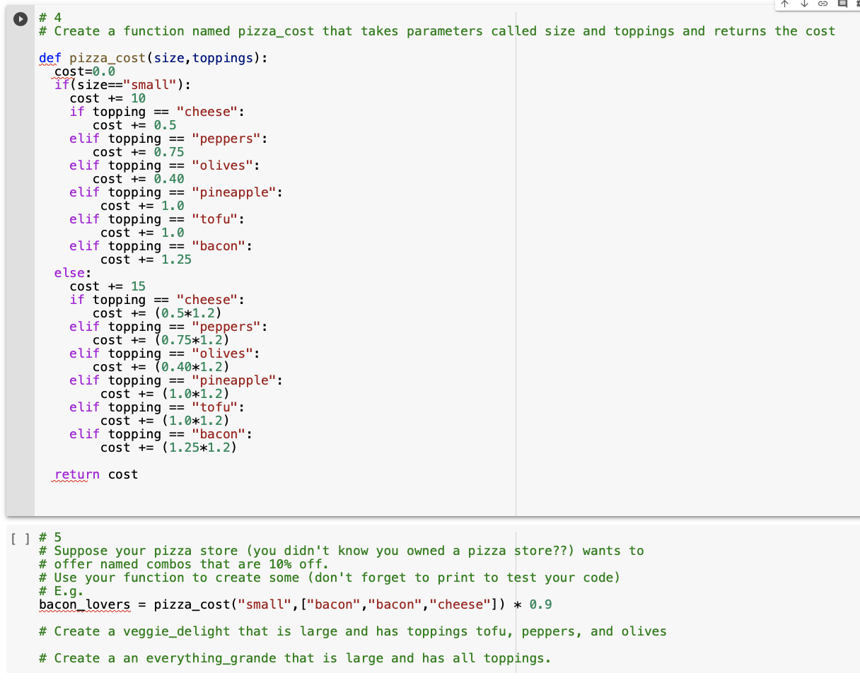 Solved # 1 # Print the cost of a pizza topping # using the | Chegg.com