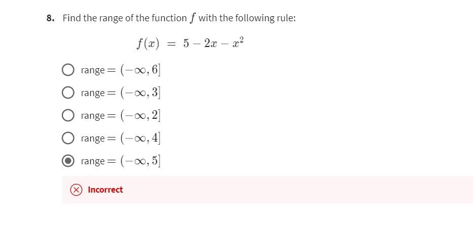 Solved 8. Find the range of the function f with the | Chegg.com