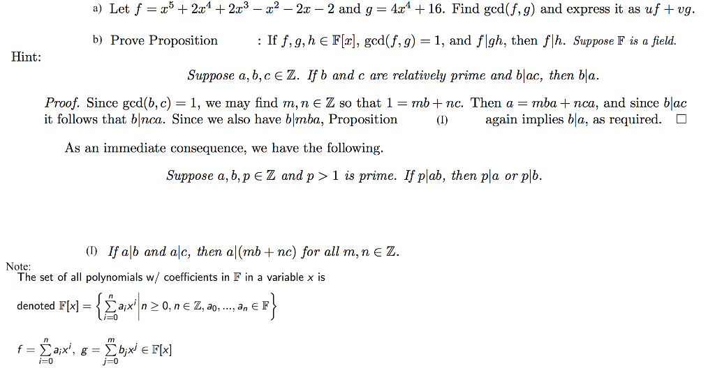 Solved A) Let f = x^5 + 2x^4 + 2x^3 - x^2 - 2x - 2 and g = | Chegg.com