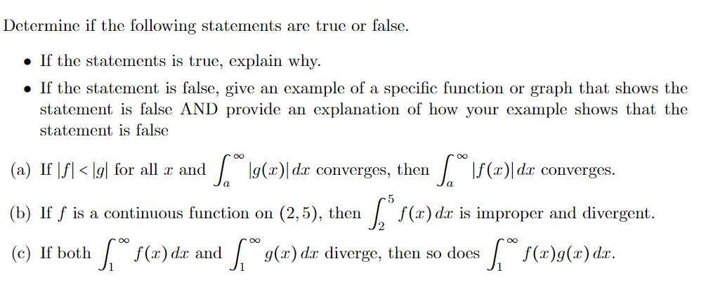 Solved Calculus 2. Determine if the following statements | Chegg.com