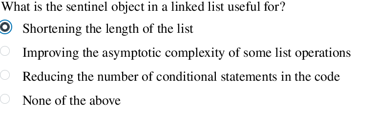 Solved What is the sentinel object in a linked list useful | Chegg.com