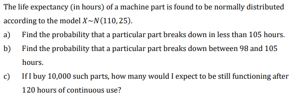 Solved The life expectancy (in hours) of a machine part is | Chegg.com