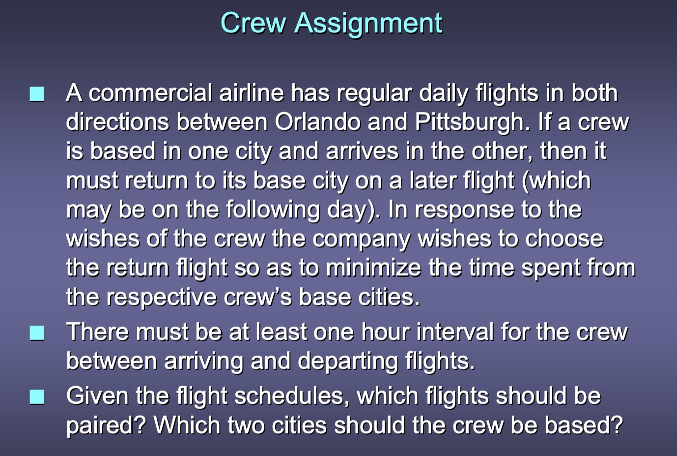 Solved Crew Assignment A commercial airline has regular | Chegg.com