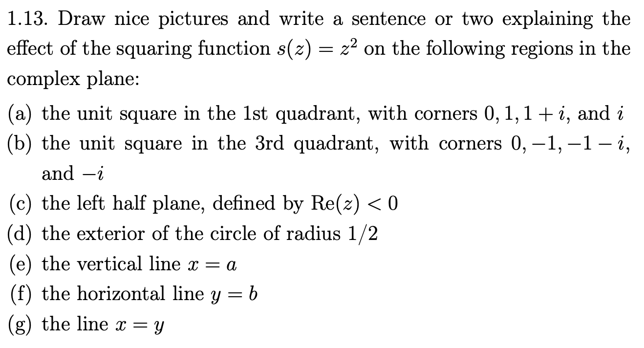 Solved 1.13. Draw nice pictures and write a sentence or two | Chegg.com