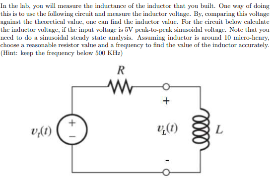 Solved In the lab, you will measure the inductance of the | Chegg.com