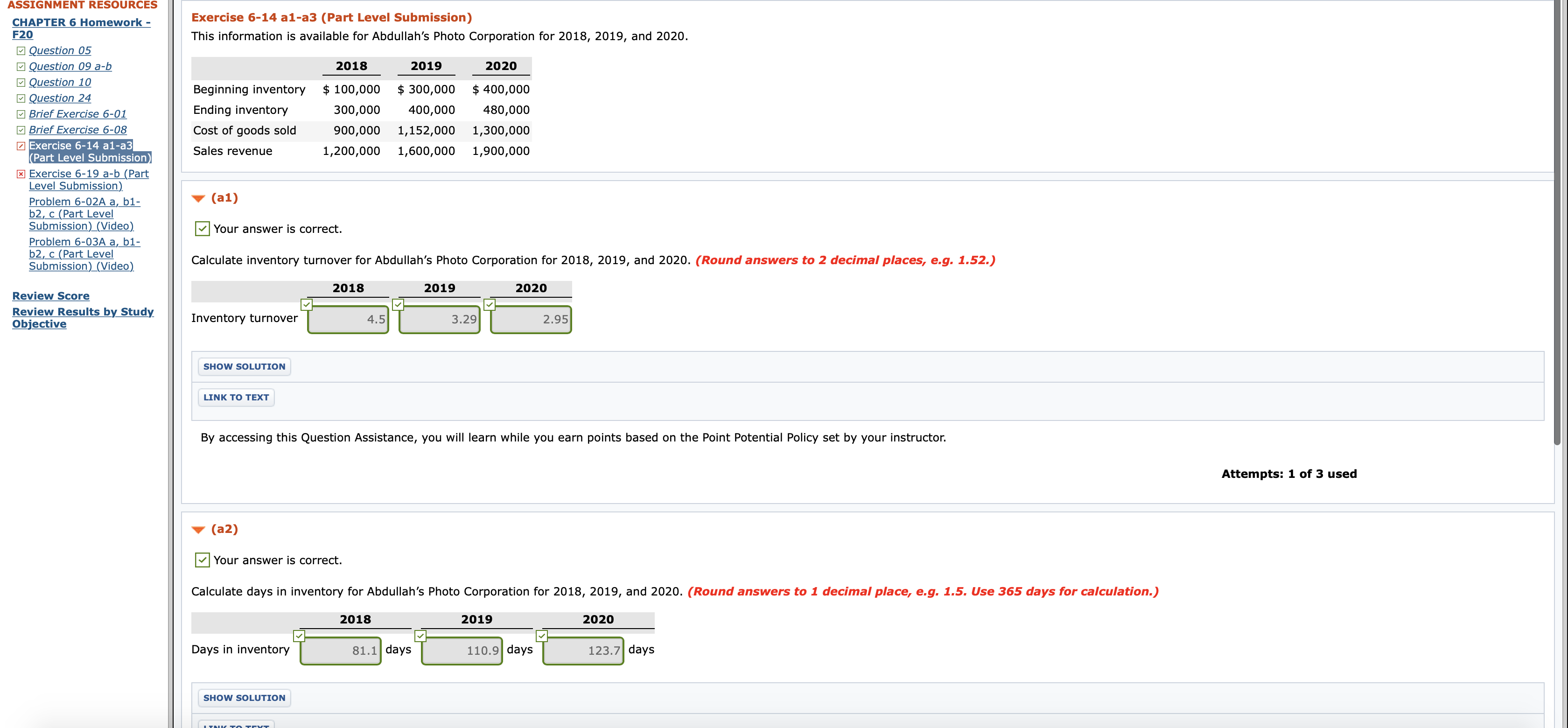 Solved Exercise 6-14 a1-a3 (Part Level Submission) This | Chegg.com