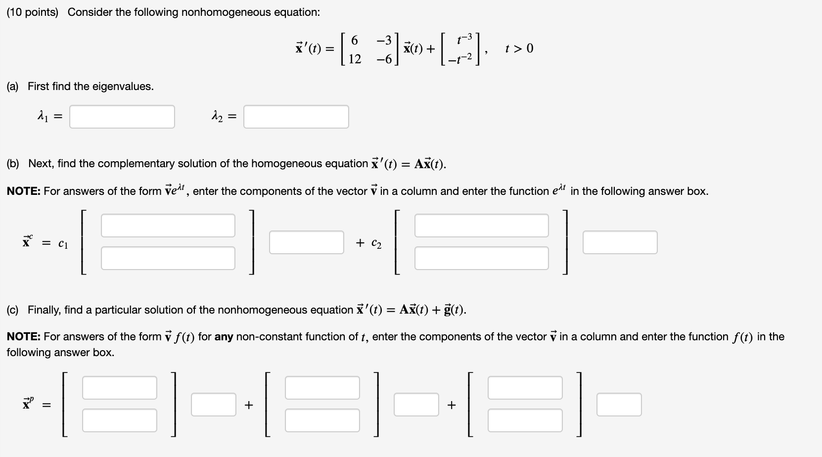 Solved (10 points) Consider the following nonhomogeneous | Chegg.com